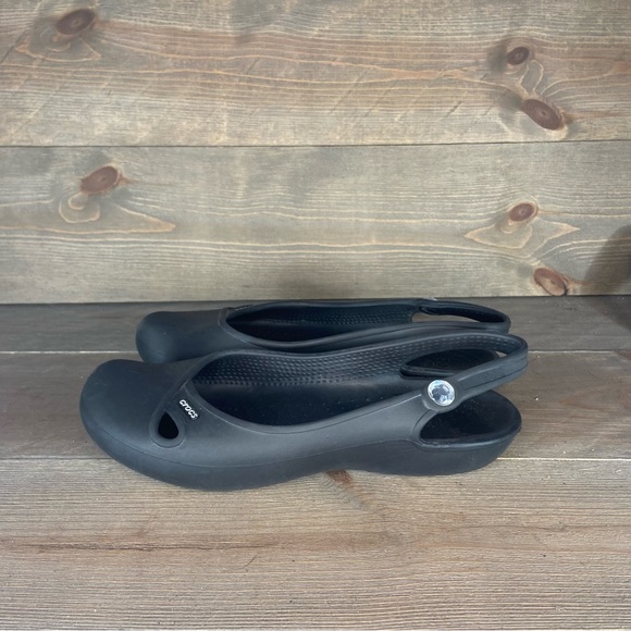 CROCS | Shoes | Crocs Kadee Slingback Flats Womens Size 7 Black Comfort ...